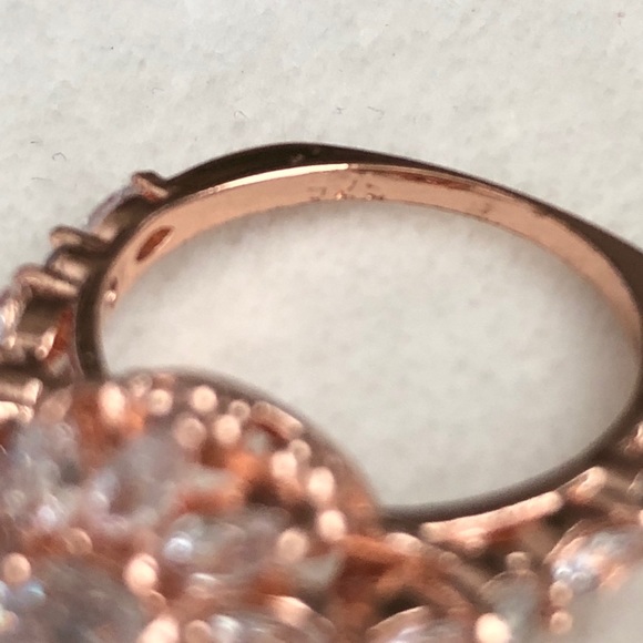 Jewelry | Rose Gold Over Sterling Silver Diamond Flower Ring | Poshmark